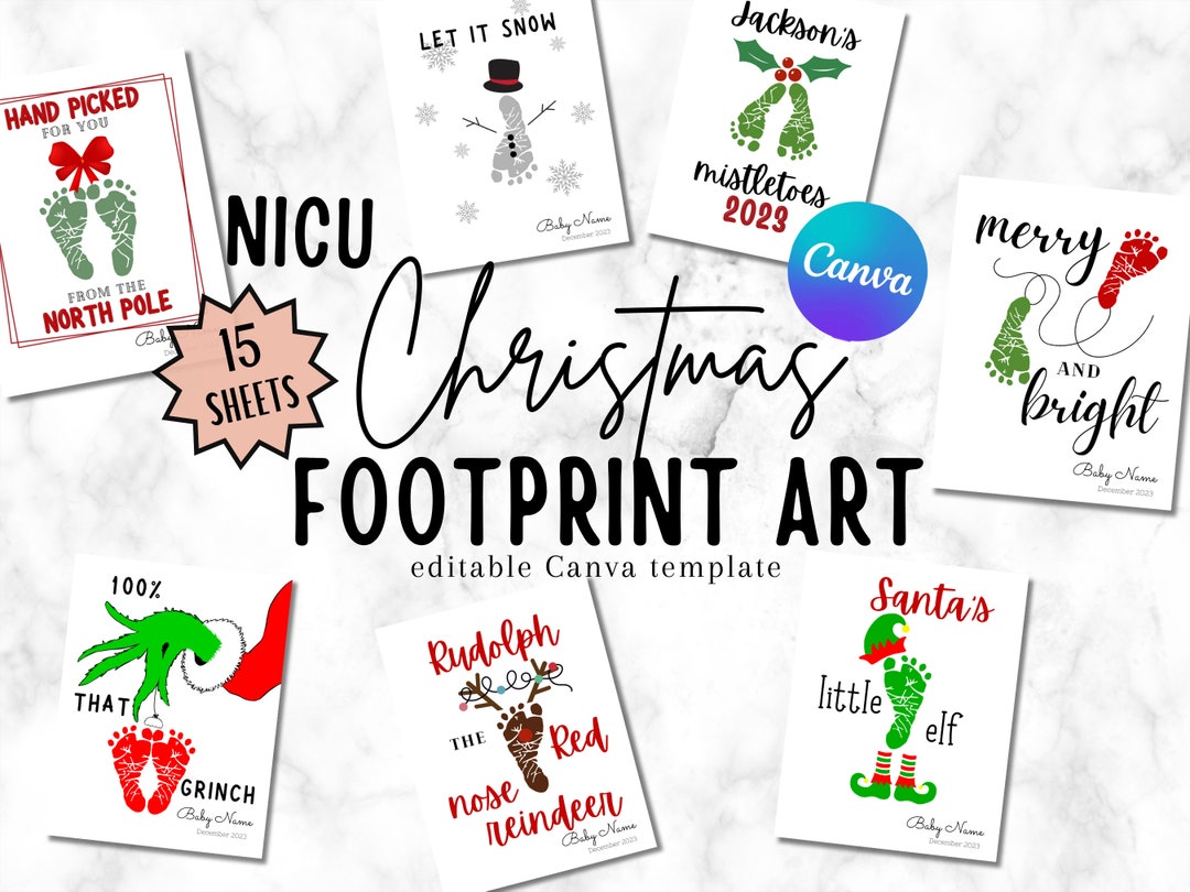 NICU Christmas Footprints Art Craft, Baby Footprints Gift, Newborn ...