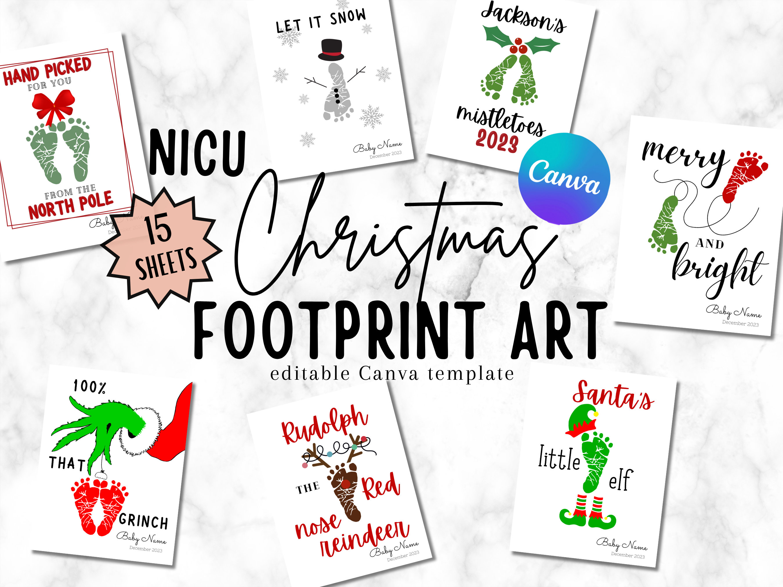 NICU Christmas Footprints Art Craft, Baby Footprints Gift, Newborn ...