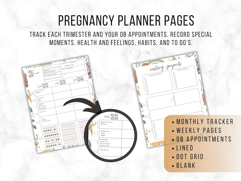 Pregnancy Planner and Journal Printable Tracker, Baby Jungle Animals ...