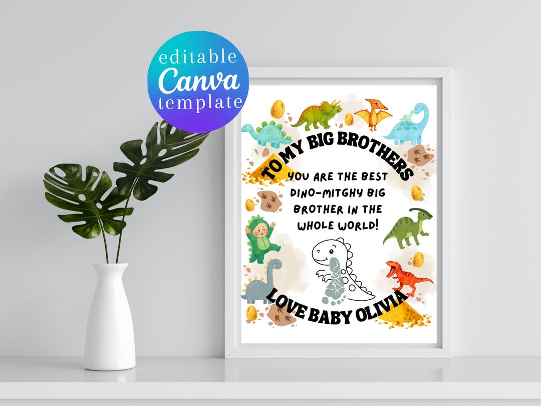 NICU Sibling Footprint Card: NICU Baby Dinosaur Craft Big Brother ...