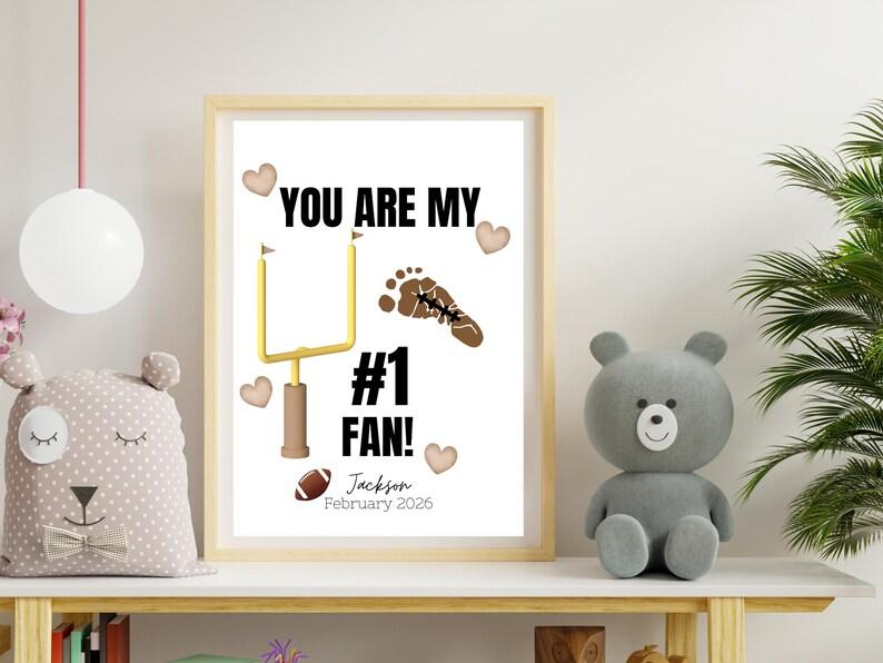Football Valentine's Day Footprint Art: NICU Baby Boy Valentine Craft ...