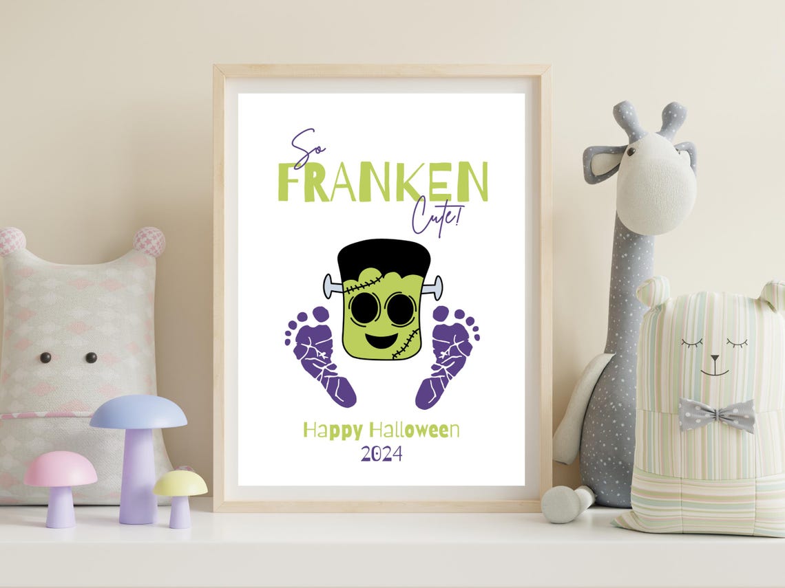 Halloween Footprint Art Craft, Baby Footprints Gift, Child Art, Babys ...