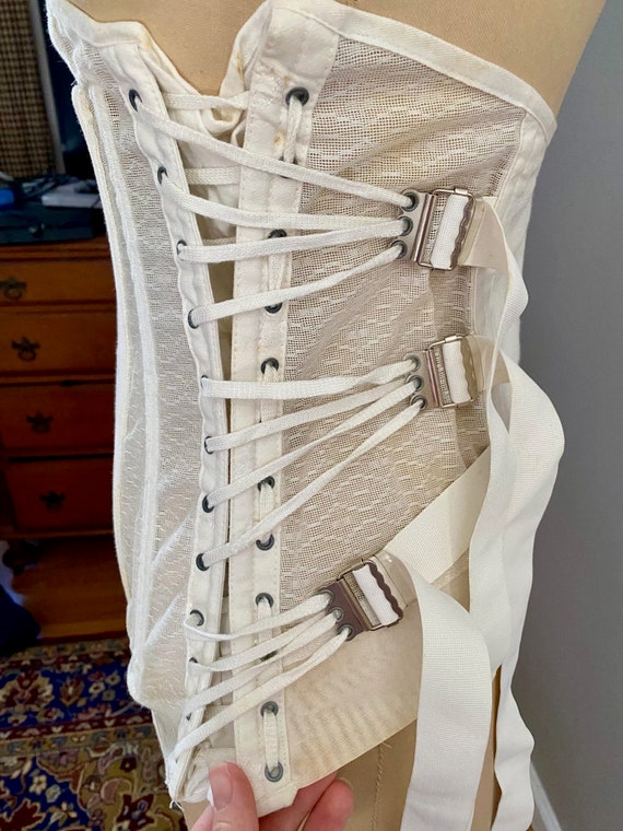 Vintage 1940s 1950s Posture Brace Fan Lacing Corset - Gem