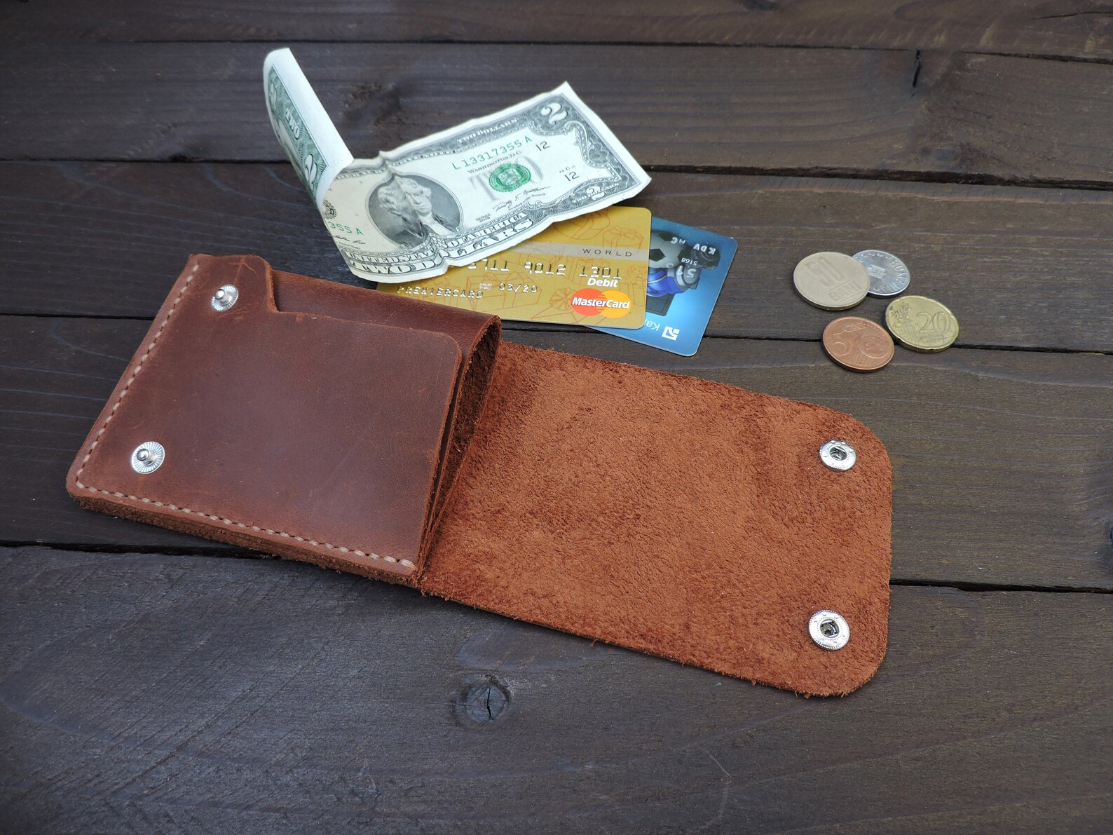 Leather Coin Wallet Small Wallet Mens Wallet Personalized - Etsy