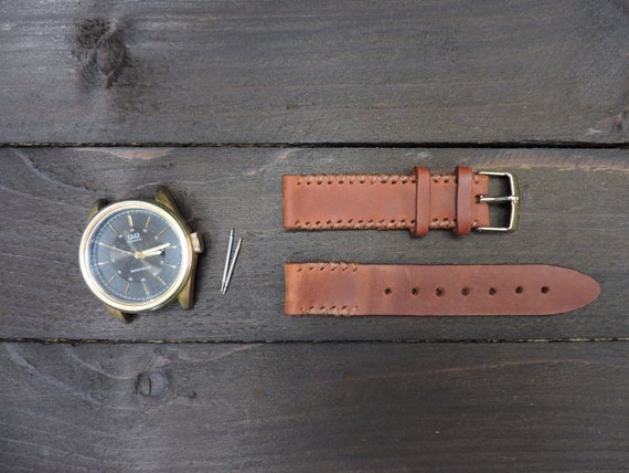 Leather Watch Strap Vintage Watch Band Brown Watch Strap | Etsy