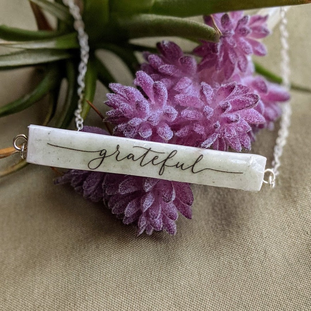 Personalized Custom Name Jade Green Ceramic Bar Necklace - Etsy