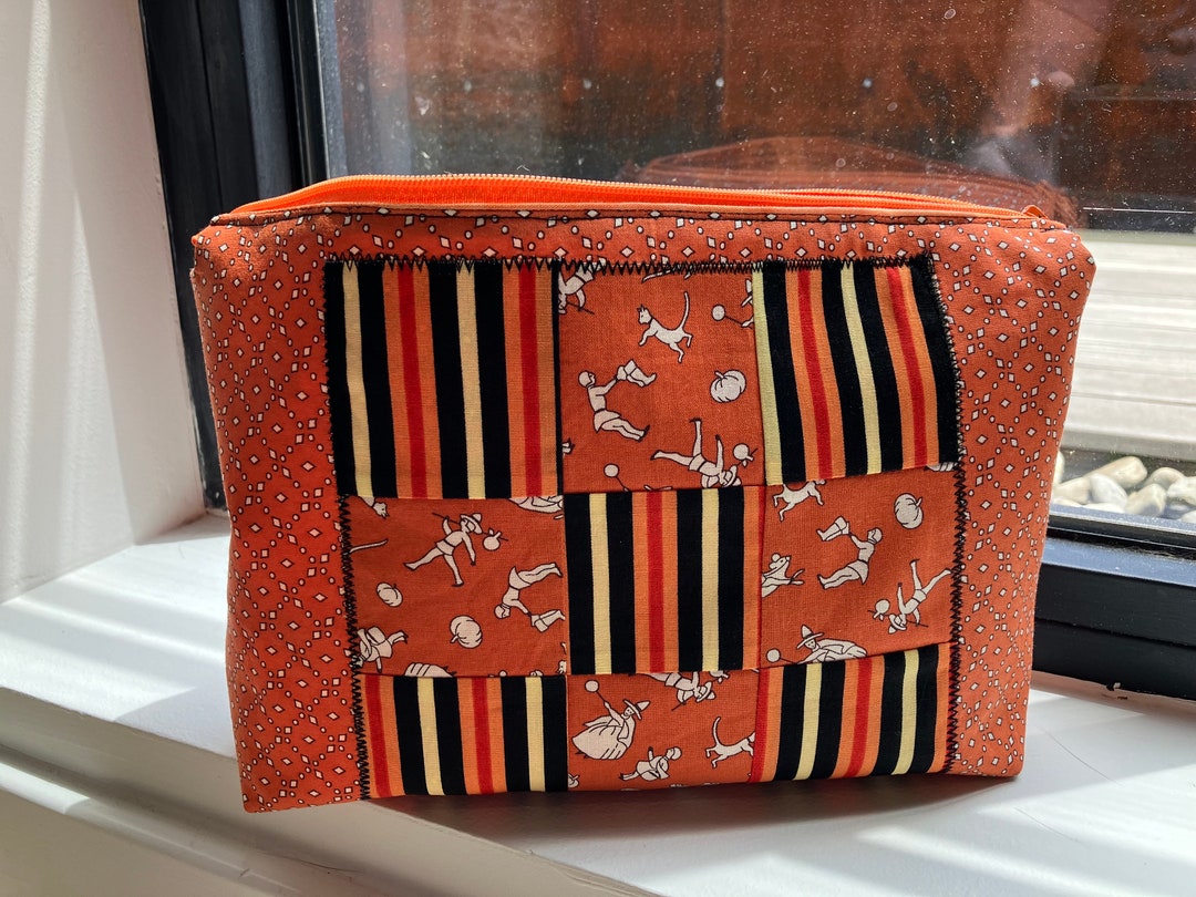 Retro Halloween Patchwork Makeup Bag, Fabric Applique - Etsy