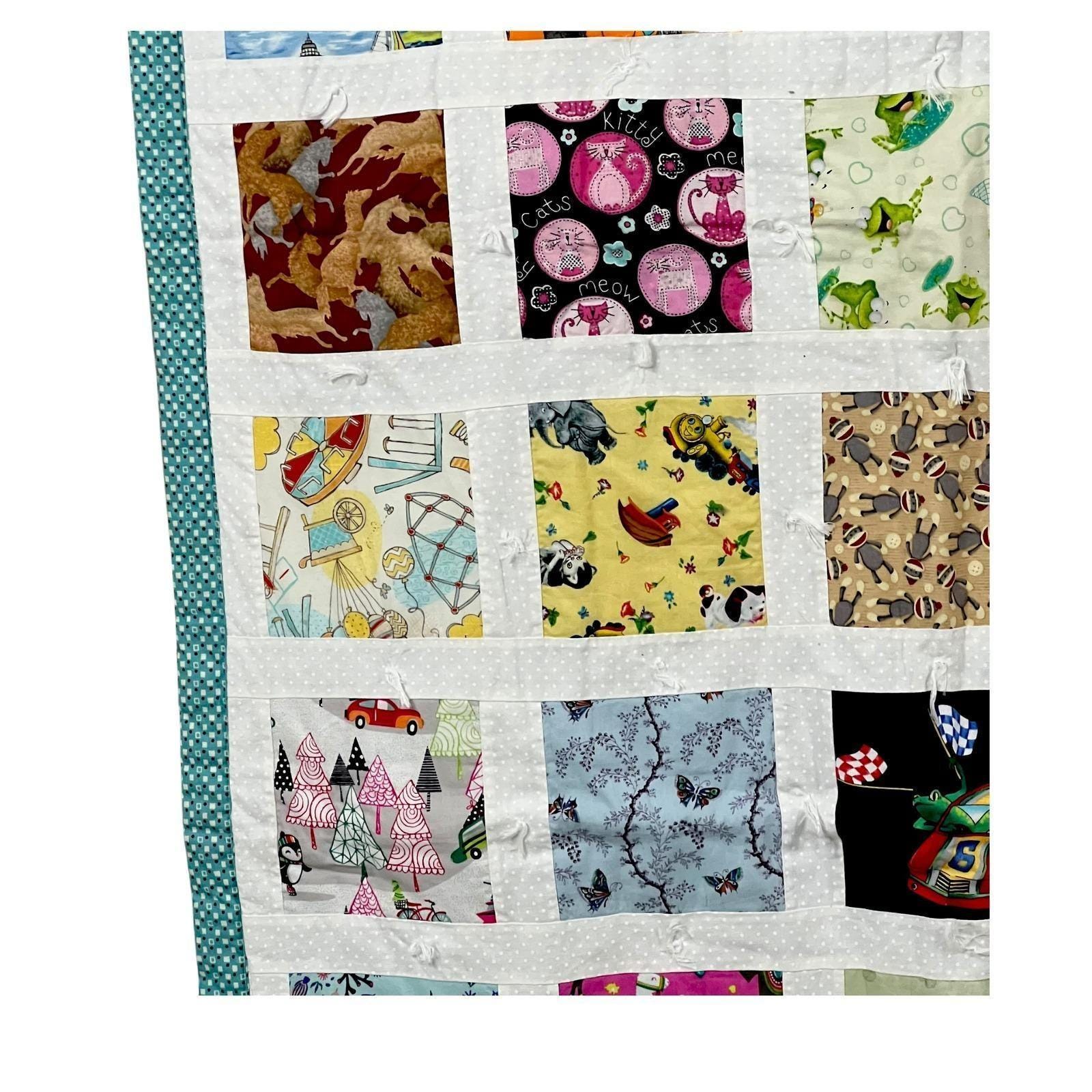 Handmade I Spy Patchwork Quilt Throw 36x54 Whimsical Blanket ...