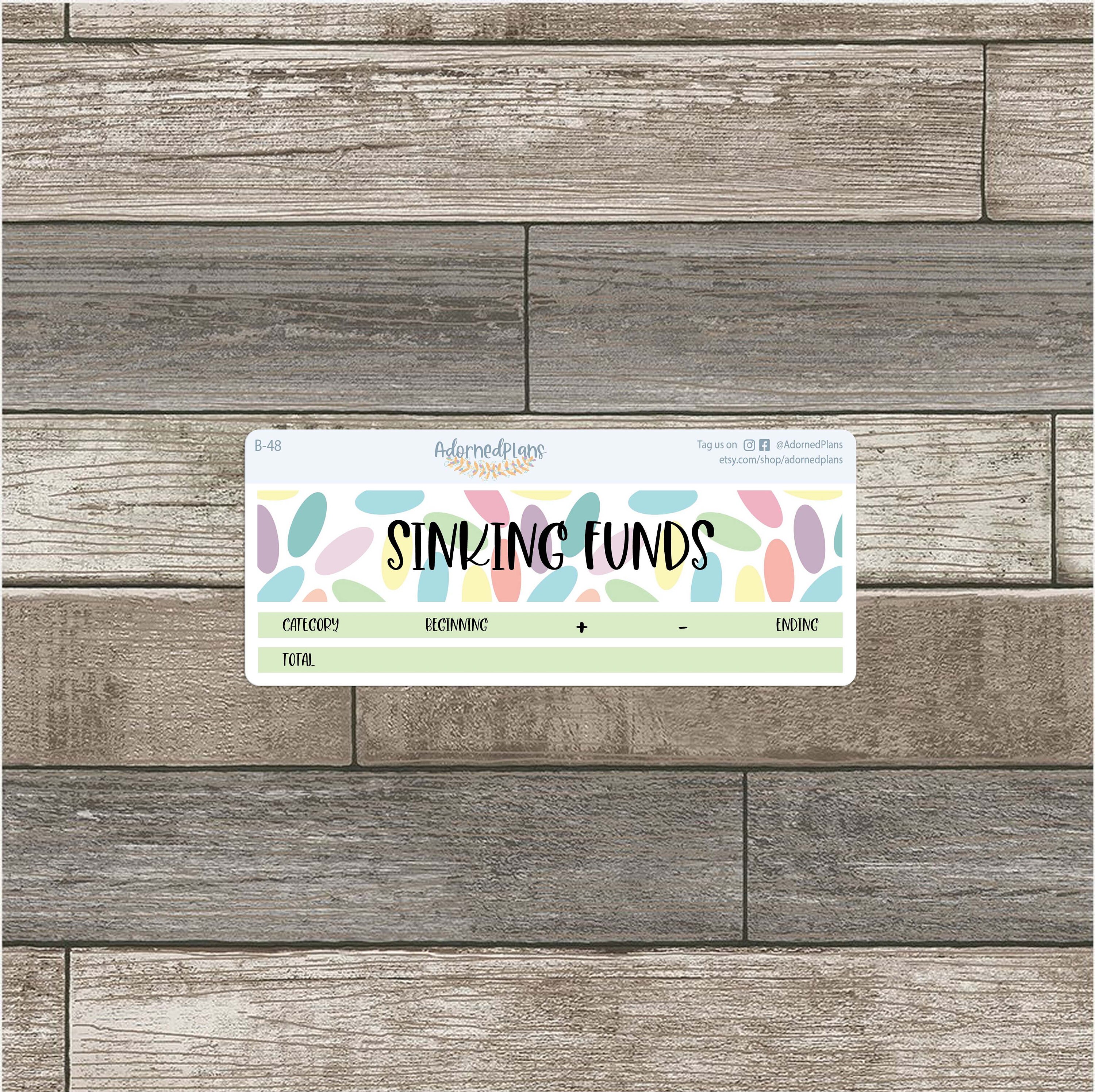 Stickers Scrapbooking 1019B-SF Sinking Funds Sticker Set for 7x9 ...