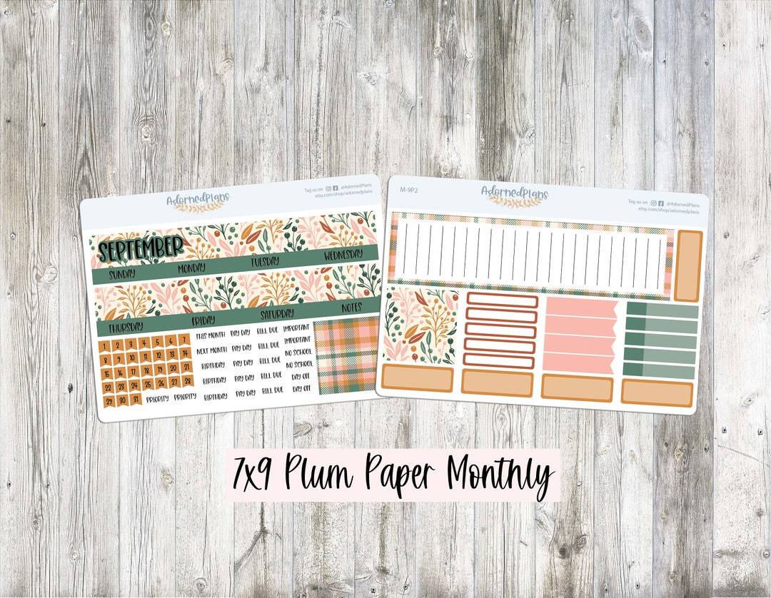 M-9P September Monthly Kit Cute Planner Stickers for Your Plum Paper ...