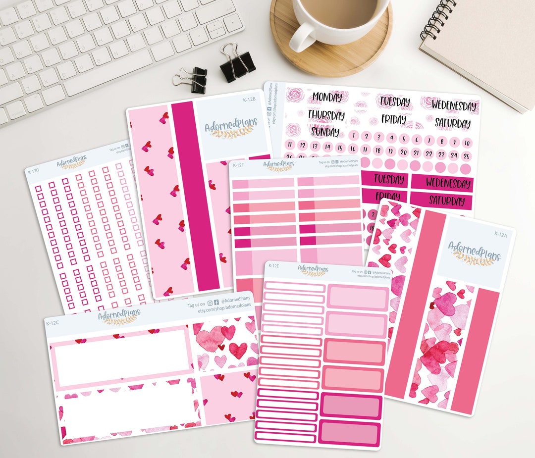 K-12 Weekly Planner Kit Valentine Heart Theme Plum Paper Vertical ...