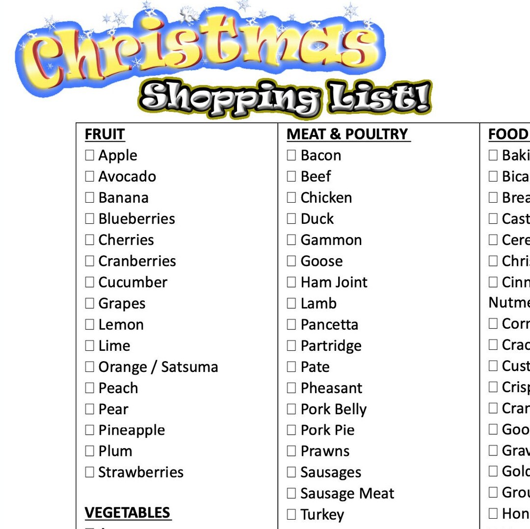 Ultimate Christmas Shopping List || Planner || Grocery List ...