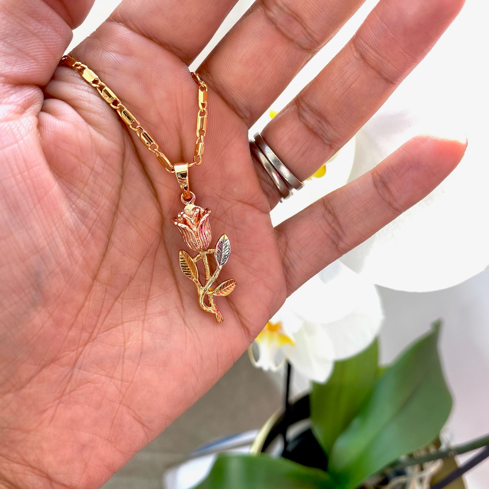 Rose Pendant Necklace Gold Rose Gold Silver 18K Gold - Etsy