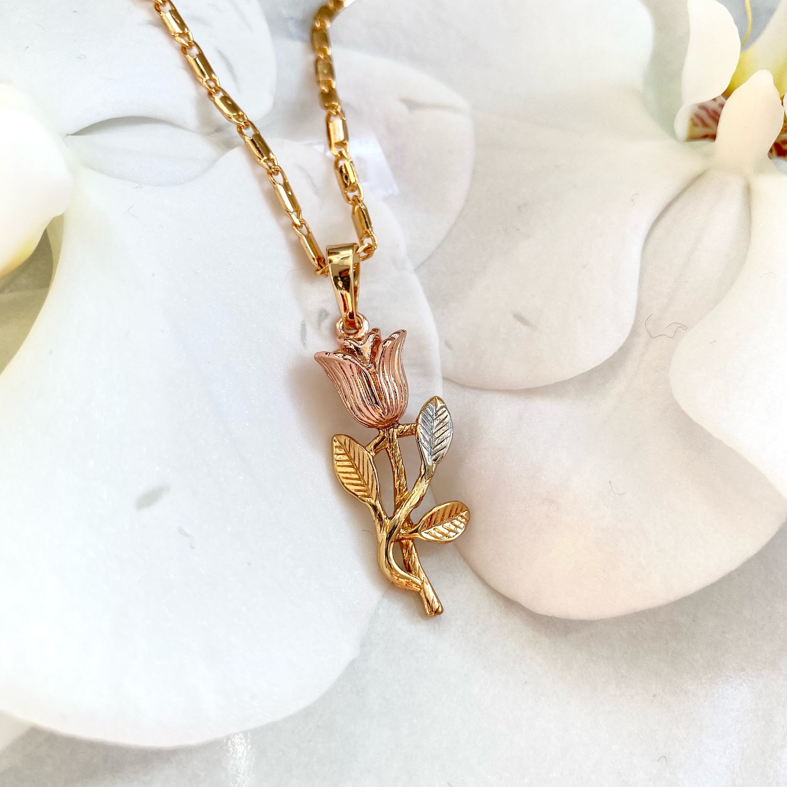 Rose Pendant Necklace | Gold | Rose Gold | Silver | 18K Gold Plated ...