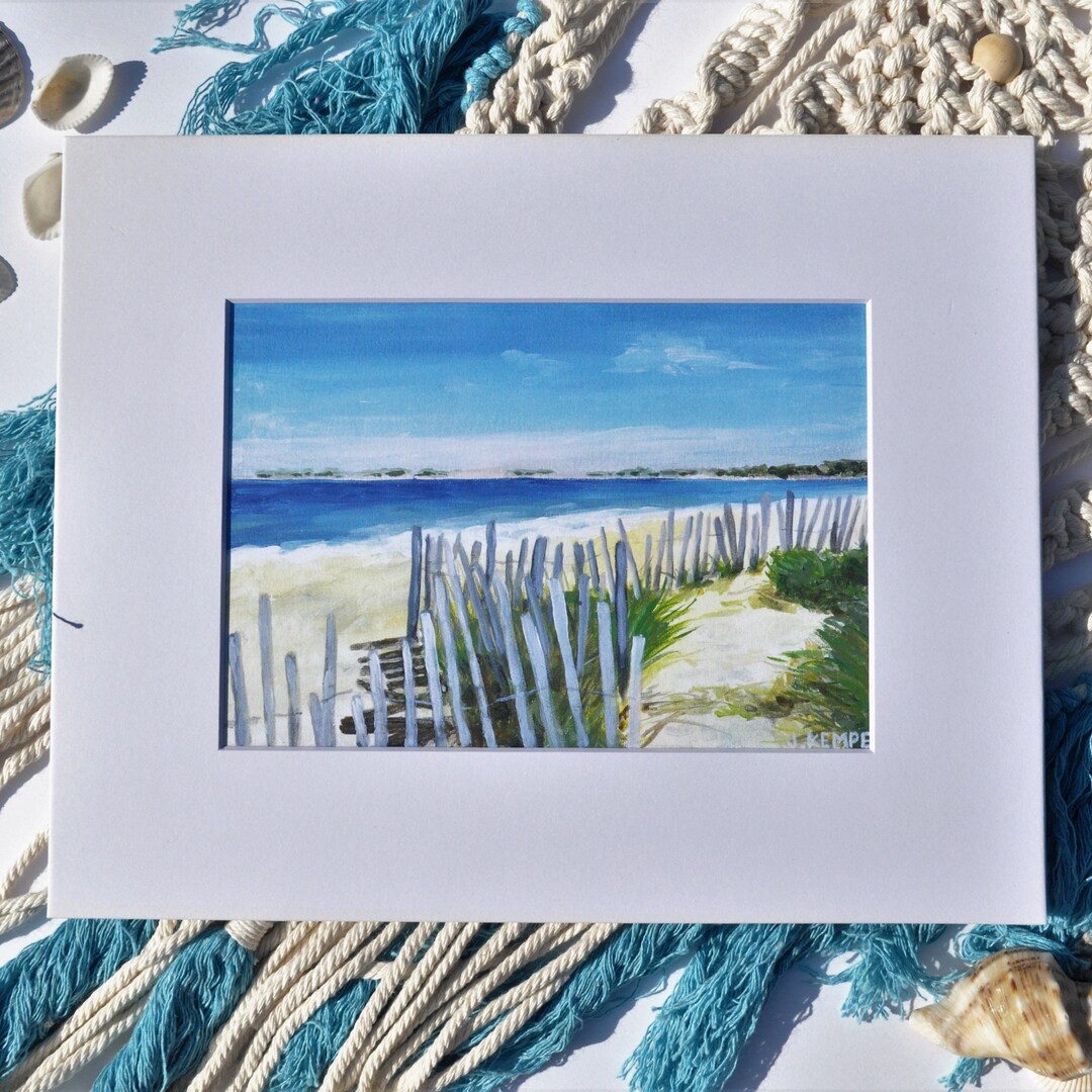 Cape Cod Matted Art Print, "day at the Beach" Painting by a Local ...