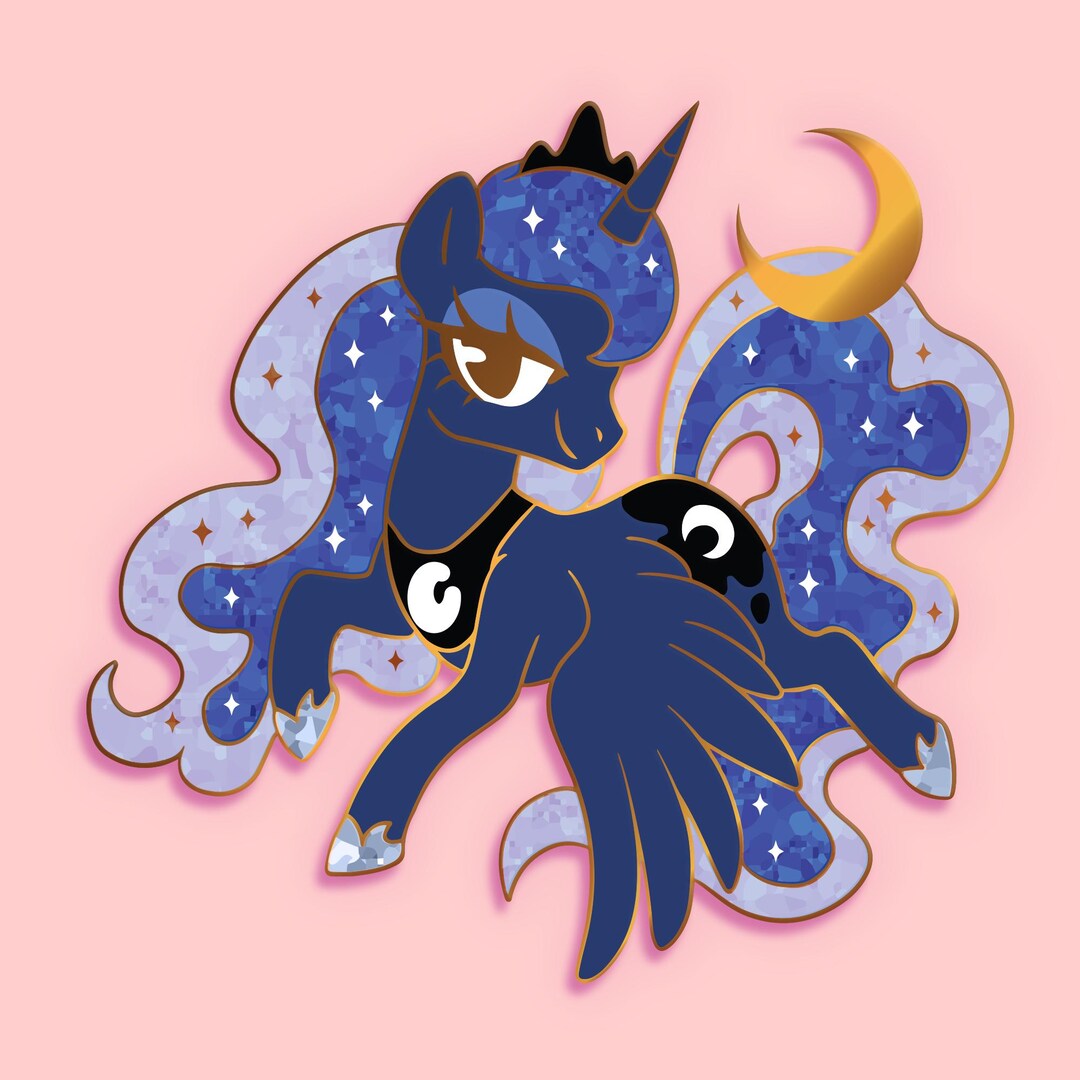 Princess Luna MLP My Little Pony Gold Hard Glitter Enamel Pin - Etsy