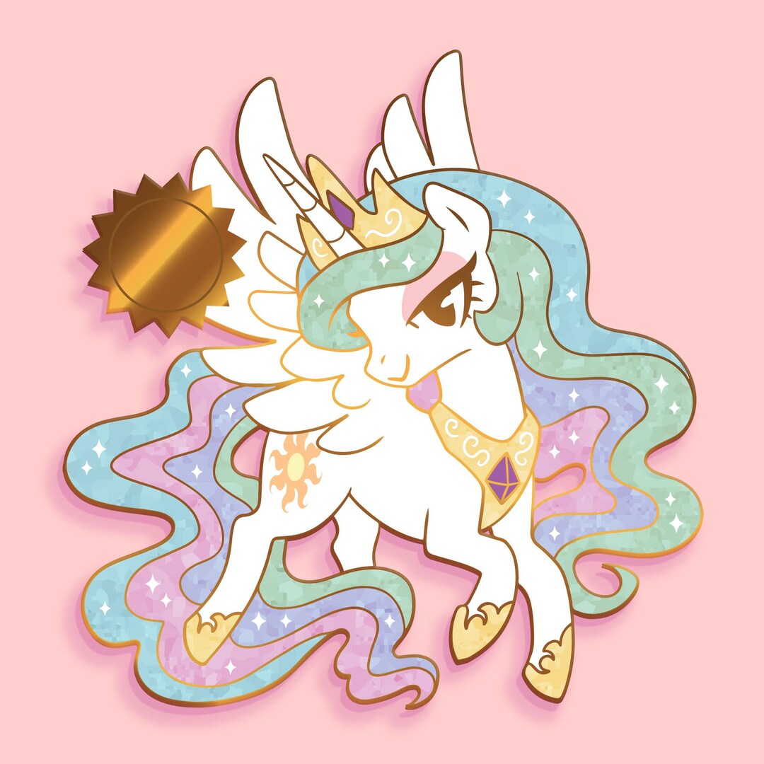Princess Celestia MLP - My Little Pony - Gold Hard Glitter Enamel Pin ...