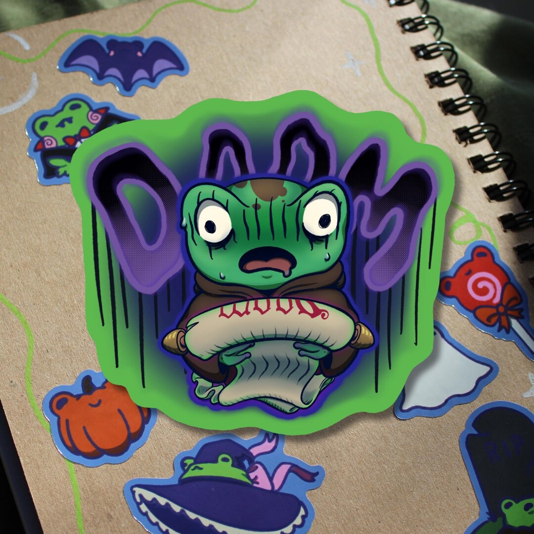 Doom Scrolling Frog Sticker - Etsy
