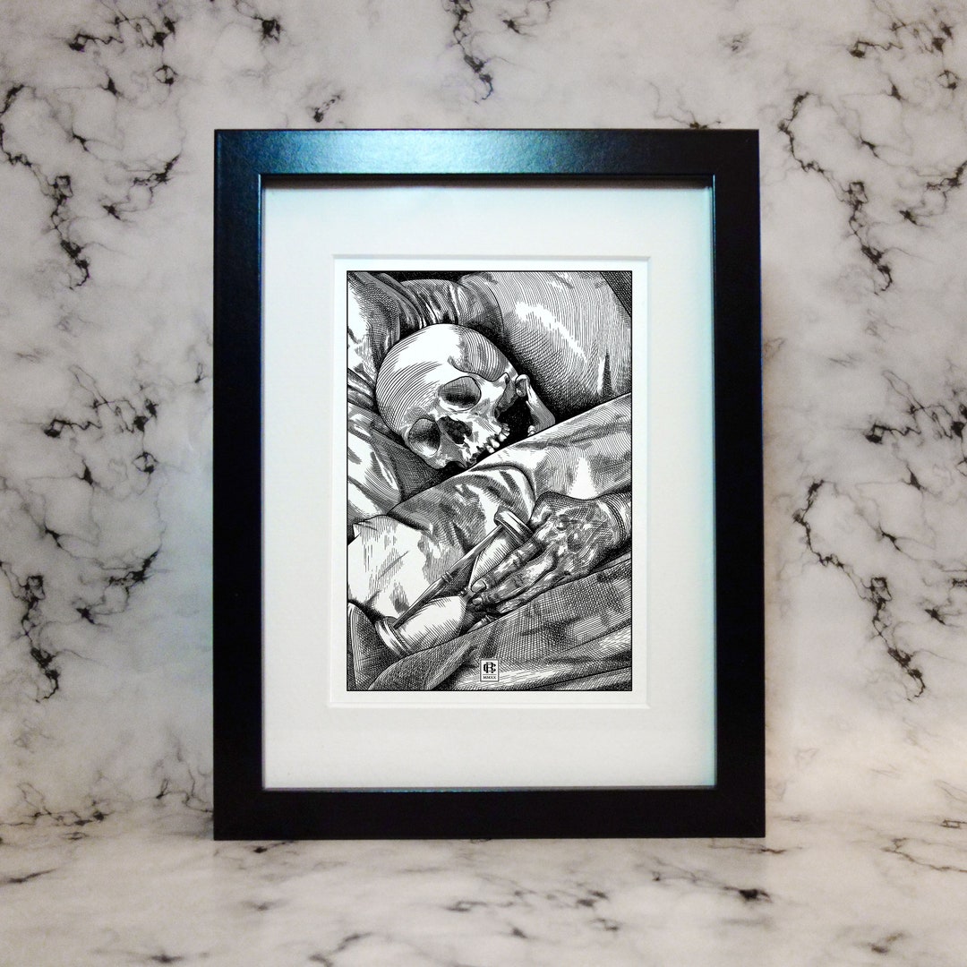 Art Print "a Memorial" - Death, Skull, Hourglass, Time, Linework ...