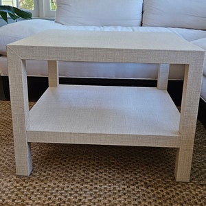 Faux Grasscloth Side Table Furniture Wrapped End Table Faux Grasscloth ...