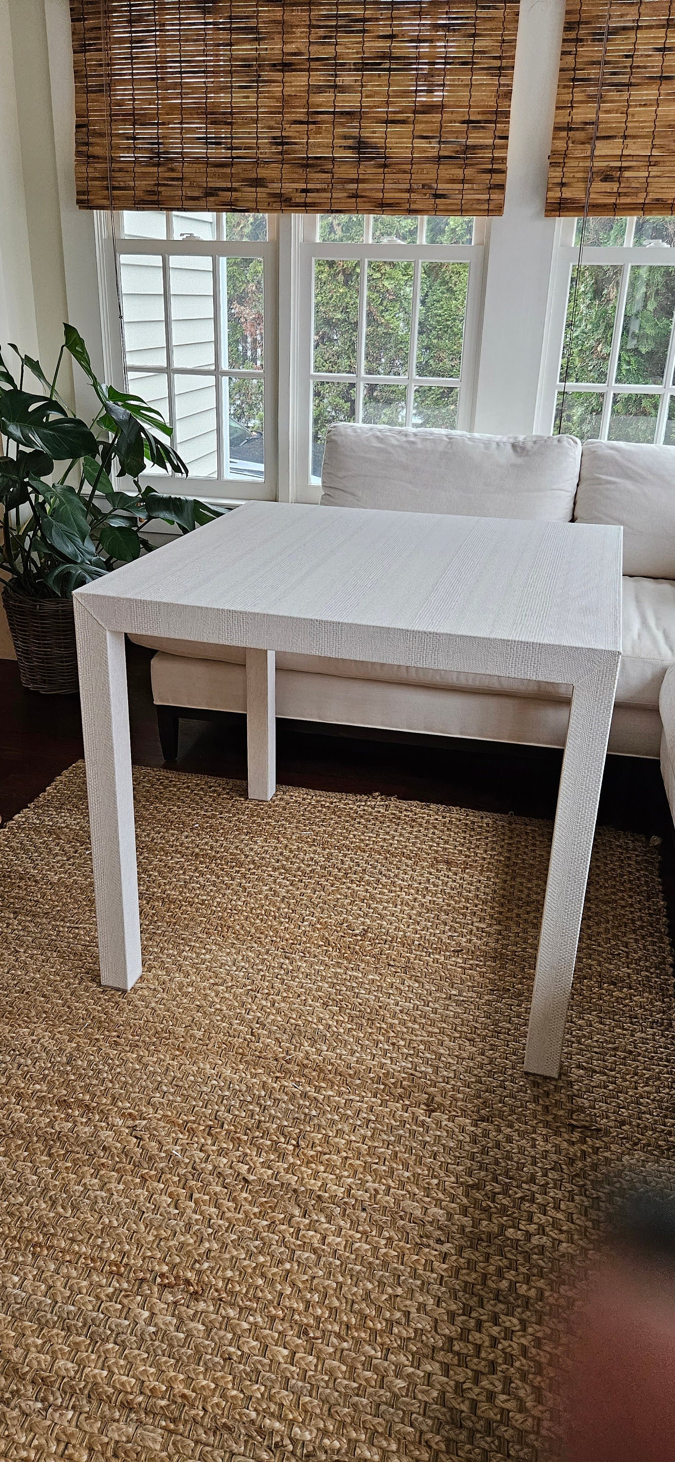 Hand Wrapped Grasscloth Game Table: Coastal Modern Parsons Table - Etsy