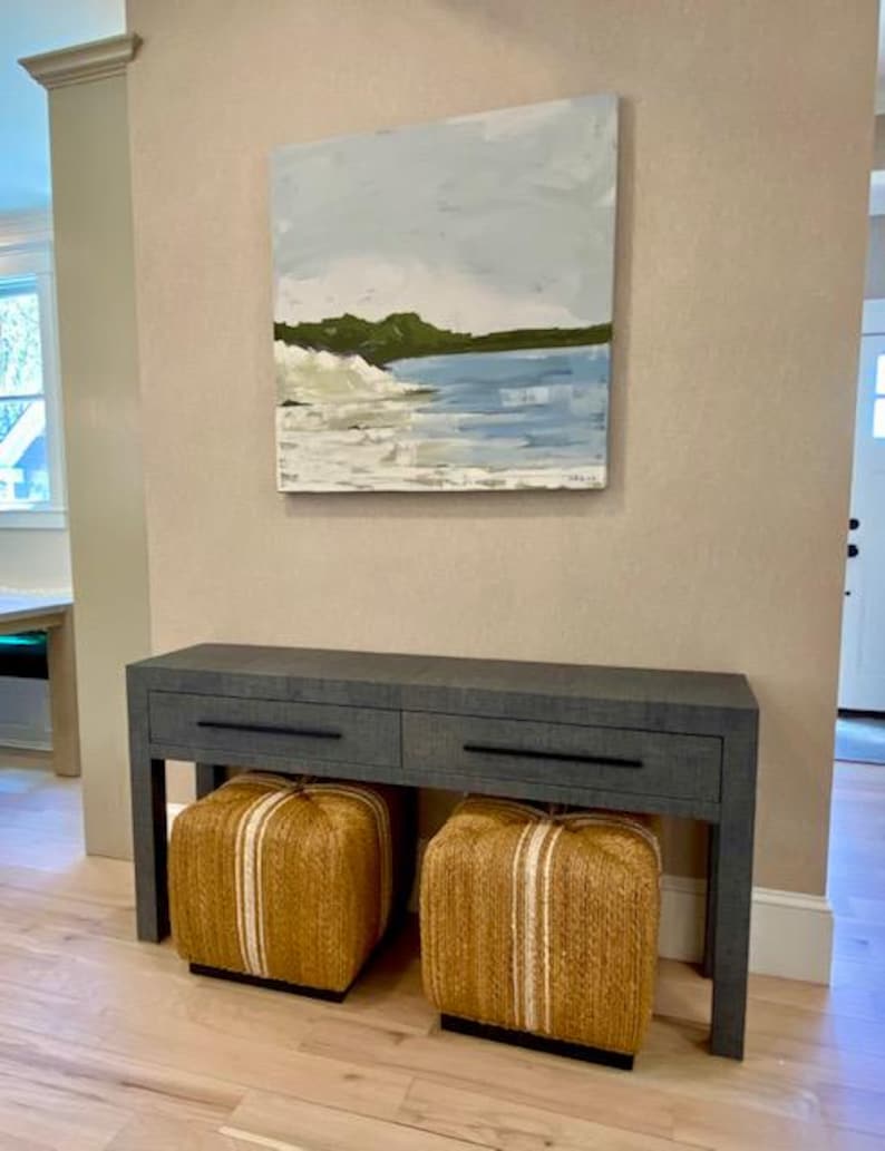 Entry Table With Drawers Sideboard Buffet in Vinyl Grasscloth Console ...