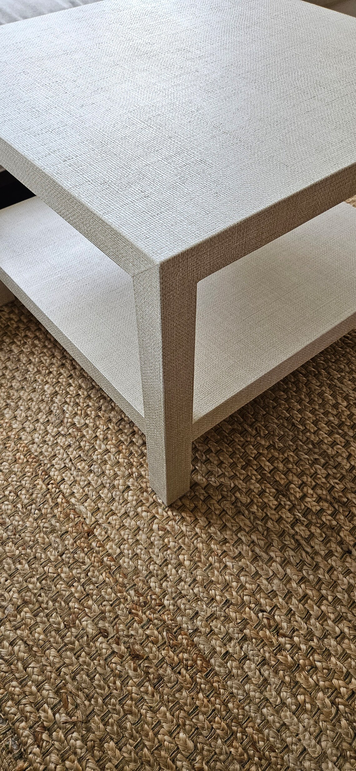 Faux Grasscloth Side Table Furniture Wrapped End Table Faux Grasscloth ...