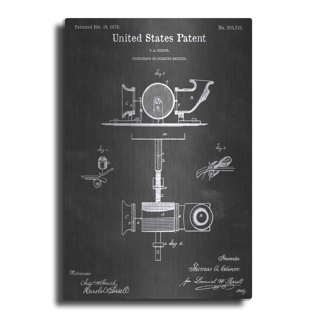Phonograph Vintage Patent Blueprint by Epic Portfolio, Metal Wall Art ...