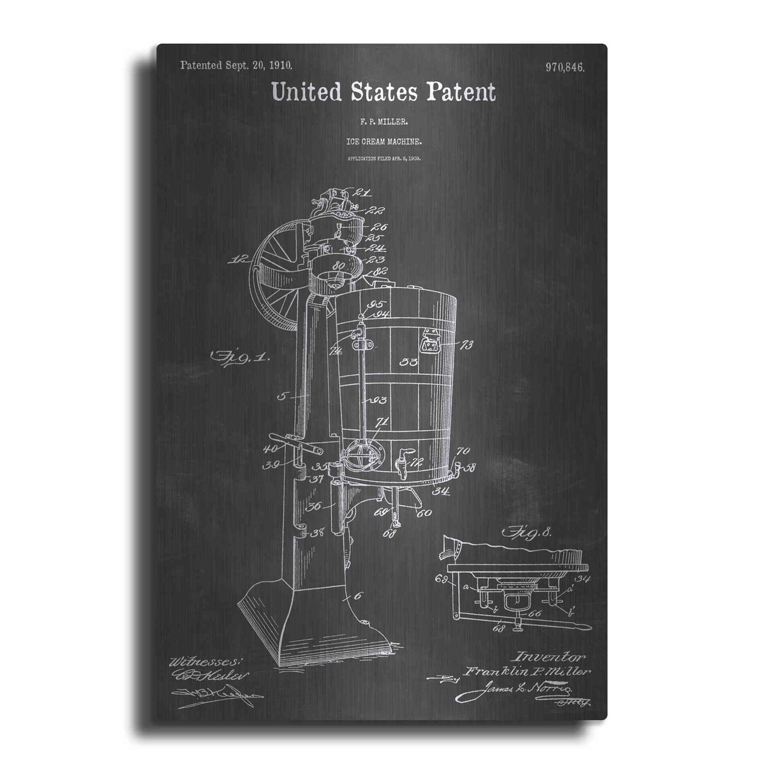 Ice Cream Machine Vintage Patent Blueprint by Epic Portfolio, Metal ...