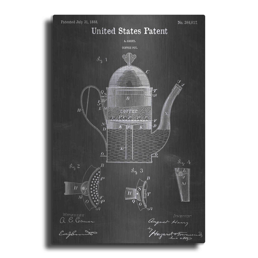 Coffee Pot Vintage Patent Blueprint by Epic Portfolio, Metal Wall Art ...