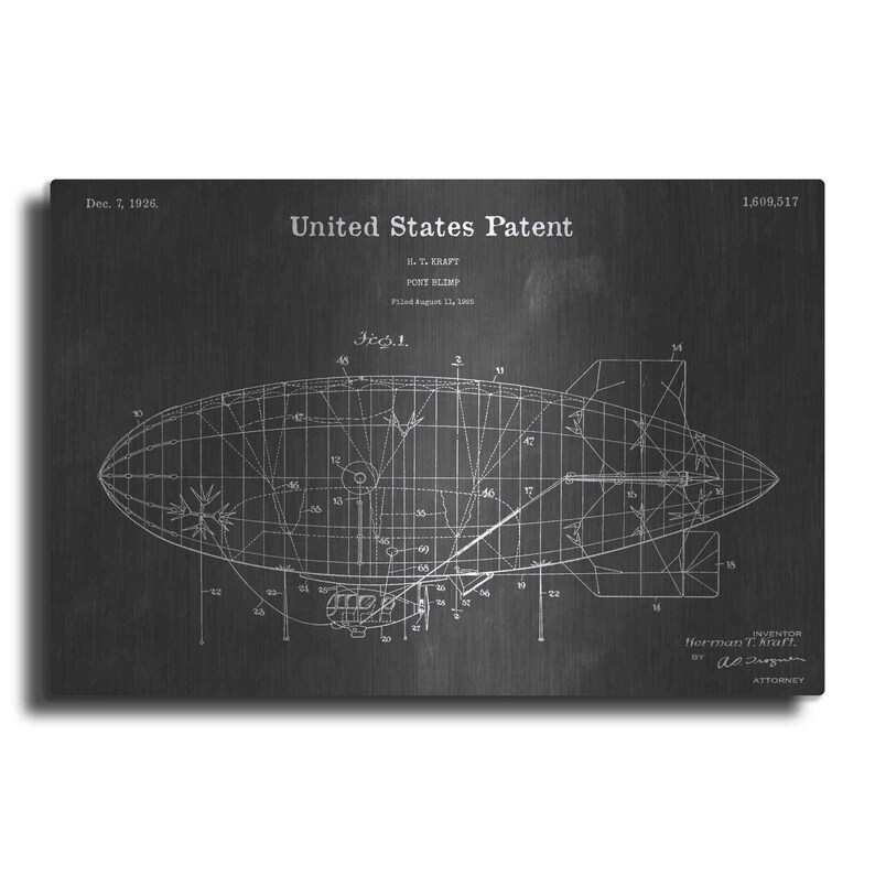 Pony Blimp Vintage Patent Blueprint by Epic Portfolio, Metal Wall Art ...