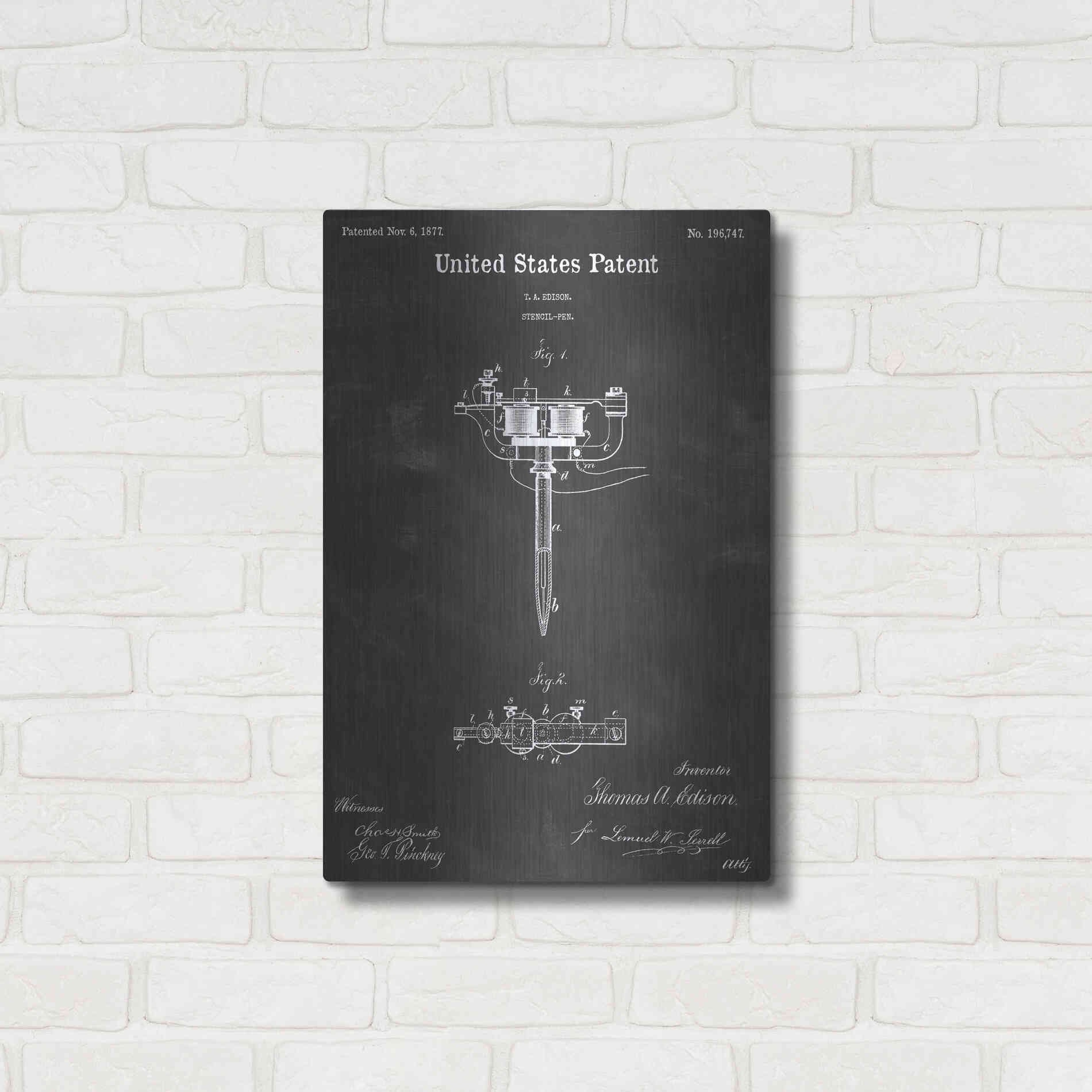 Stencil Pen Vintage Patent Blueprint by Epic Portfolio, Metal Wall Art ...