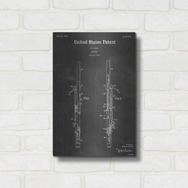 Bassoon Vintage Patent Blueprint by Epic Portfolio, Metal Wall Art - Etsy