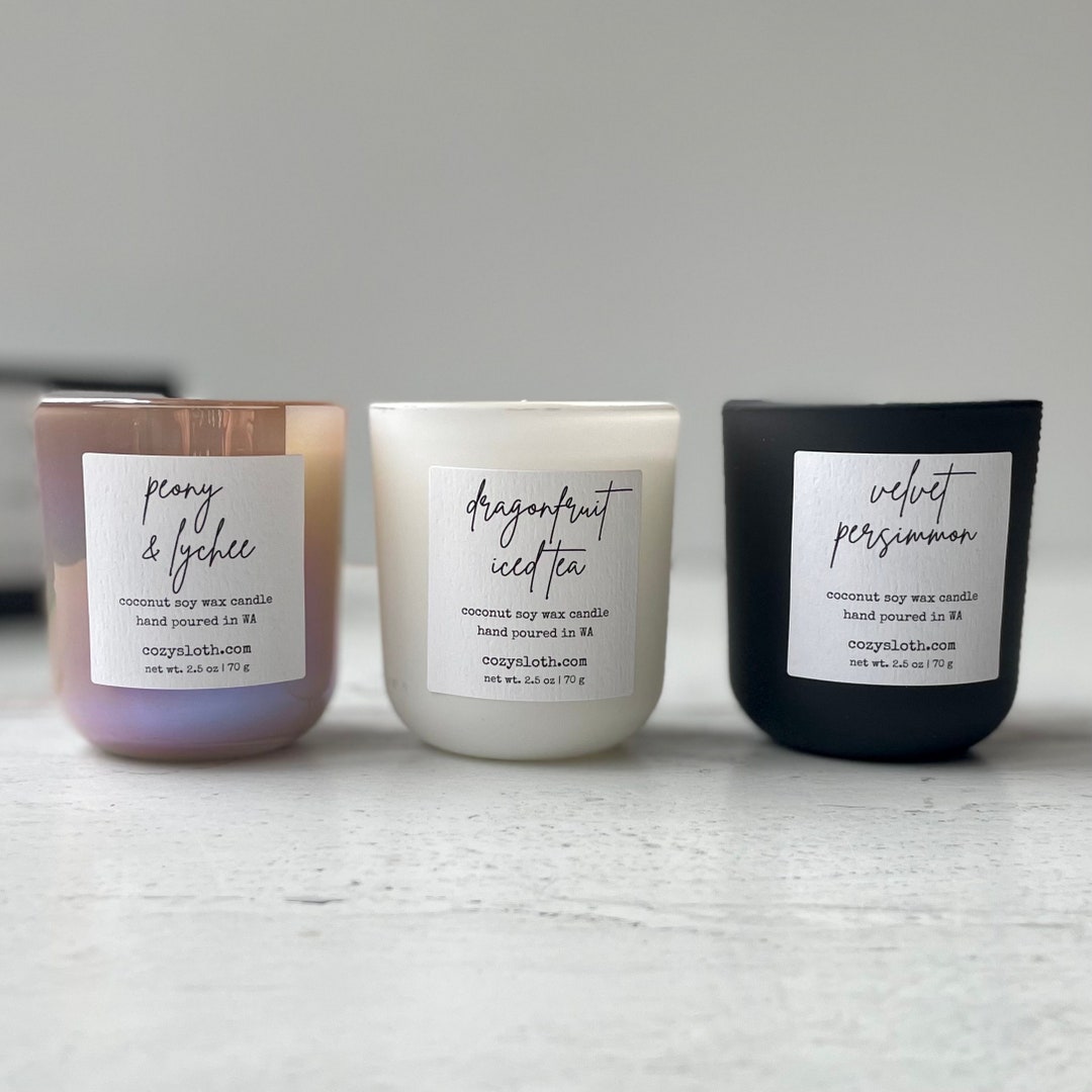 Candle Trio Set of 3 Coconut Soy Wax Candles in Mini Jars, Black Gift ...