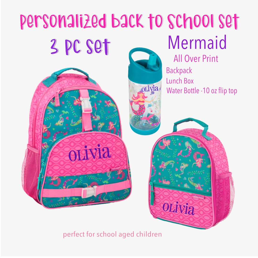 Personalized Mermaid Backpack Lunch Box Set: Back to School - Etsy