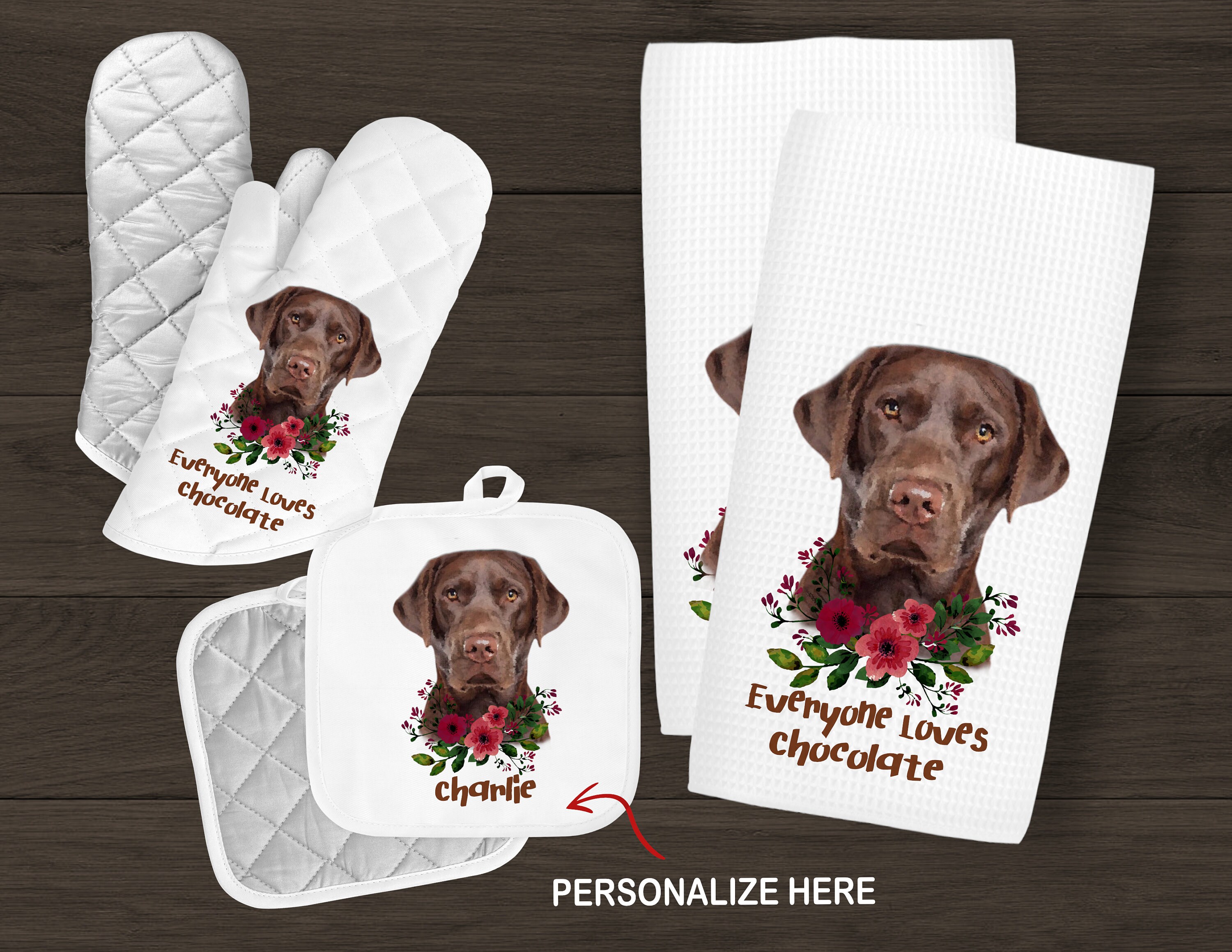 DOG DISH TOWEL/Labrador Retriever kitchen towel/Chocolate Lab | Etsy
