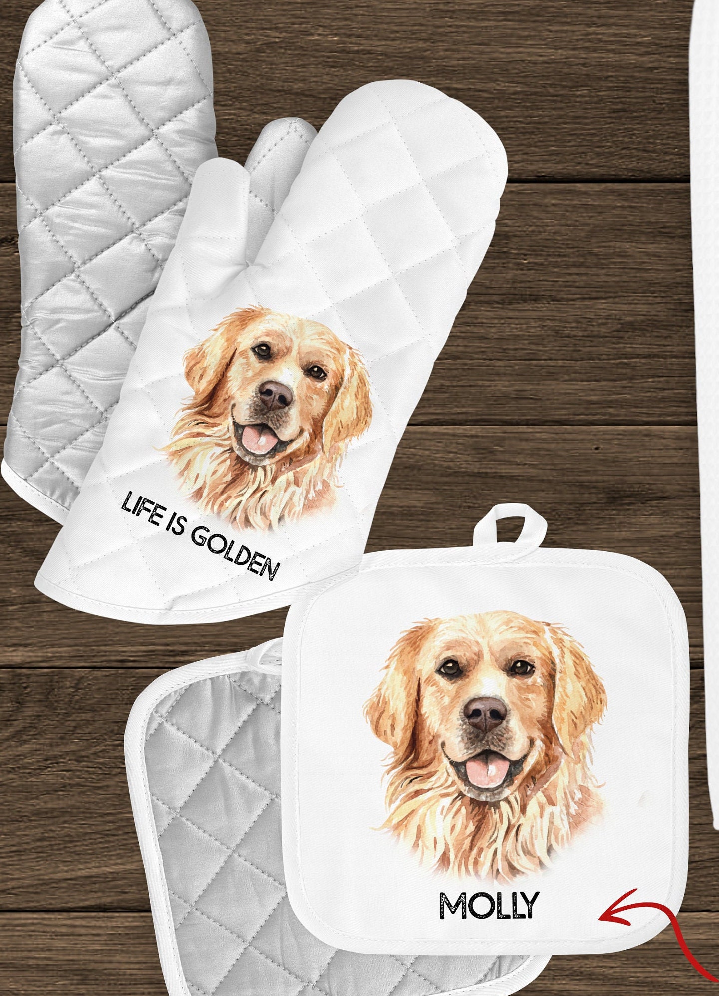 DOG DISH TOWEL/Golden Retriever kitchen towel/Life is | Etsy