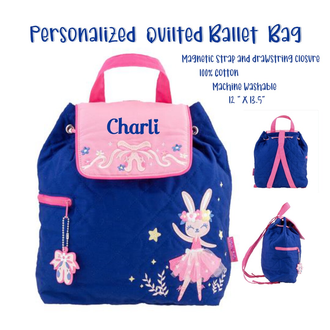 Personalized Bunny Ballerina Backpack: Quilted Cotton Dance Bag - Etsy