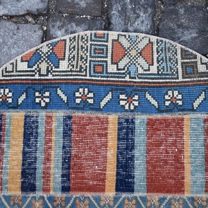 Turkish Blue Rug, Vintage Rug, Handmade Rug, Circle Rug, Small Rug ...