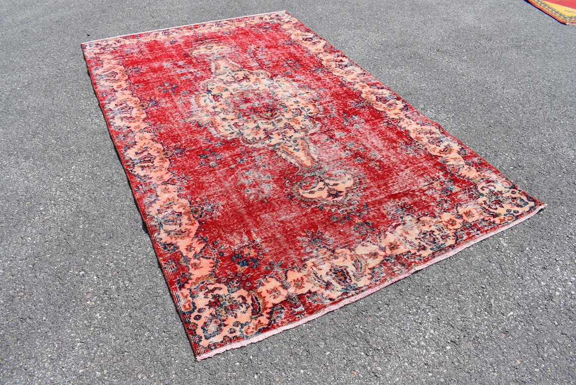 Turkish red area rug Handmade wool rug Large area rug | Etsy