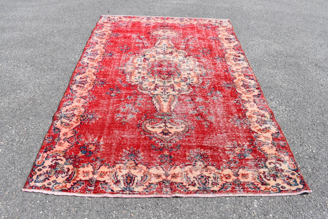 Turkish Red Area Rug Handmade Wool Rug Large Area Rug | Etsy