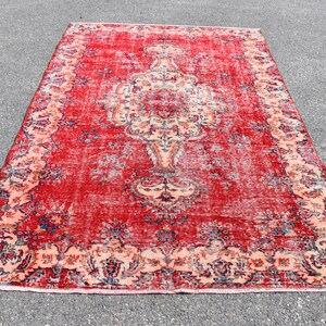 Turkish Red Area Rug, Handmade Wool Rug, Large Area Rug, Livingroom Rug ...