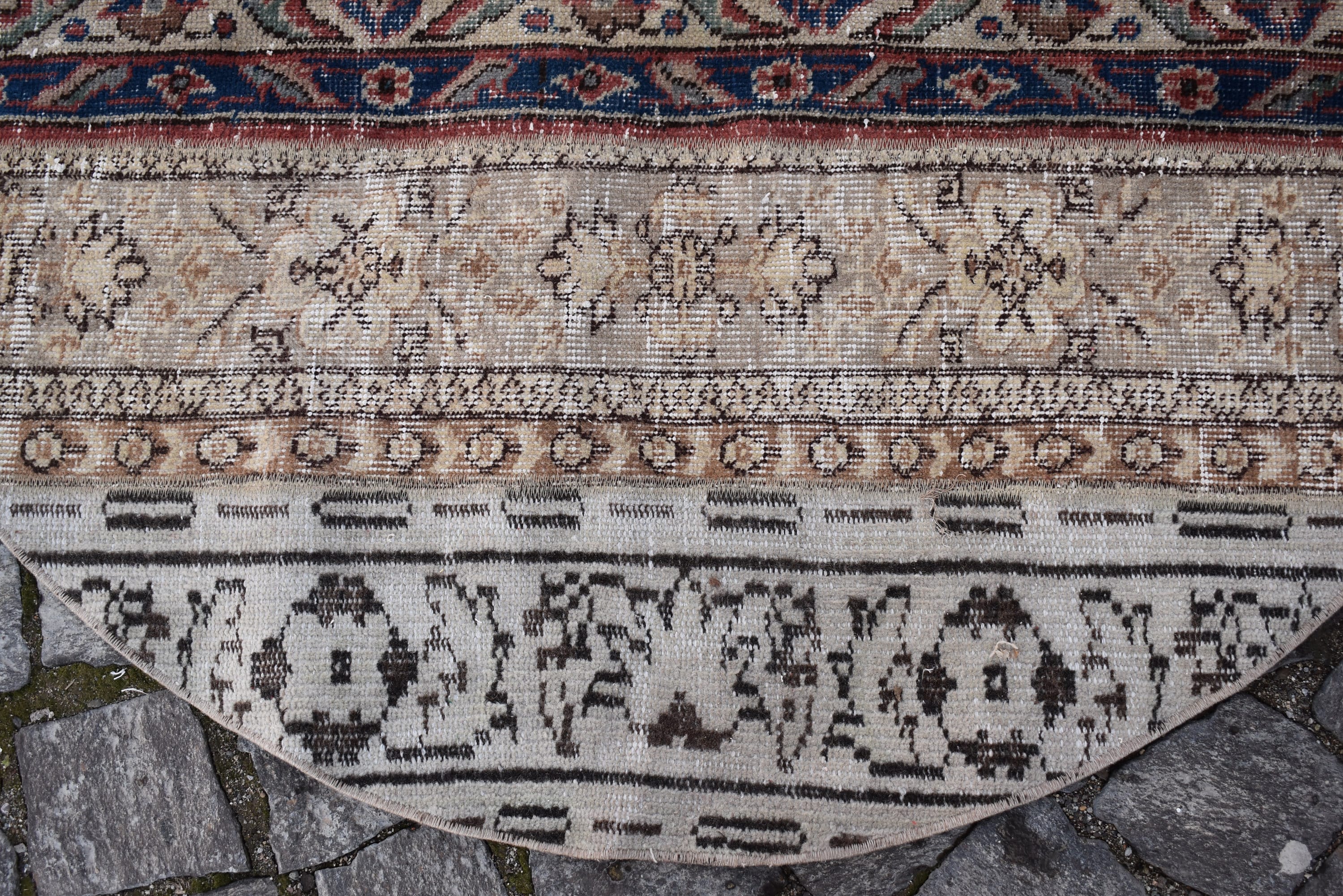 Turkish Rug Vintage Handmade Rug Blue Area Rug Small Round - Etsy