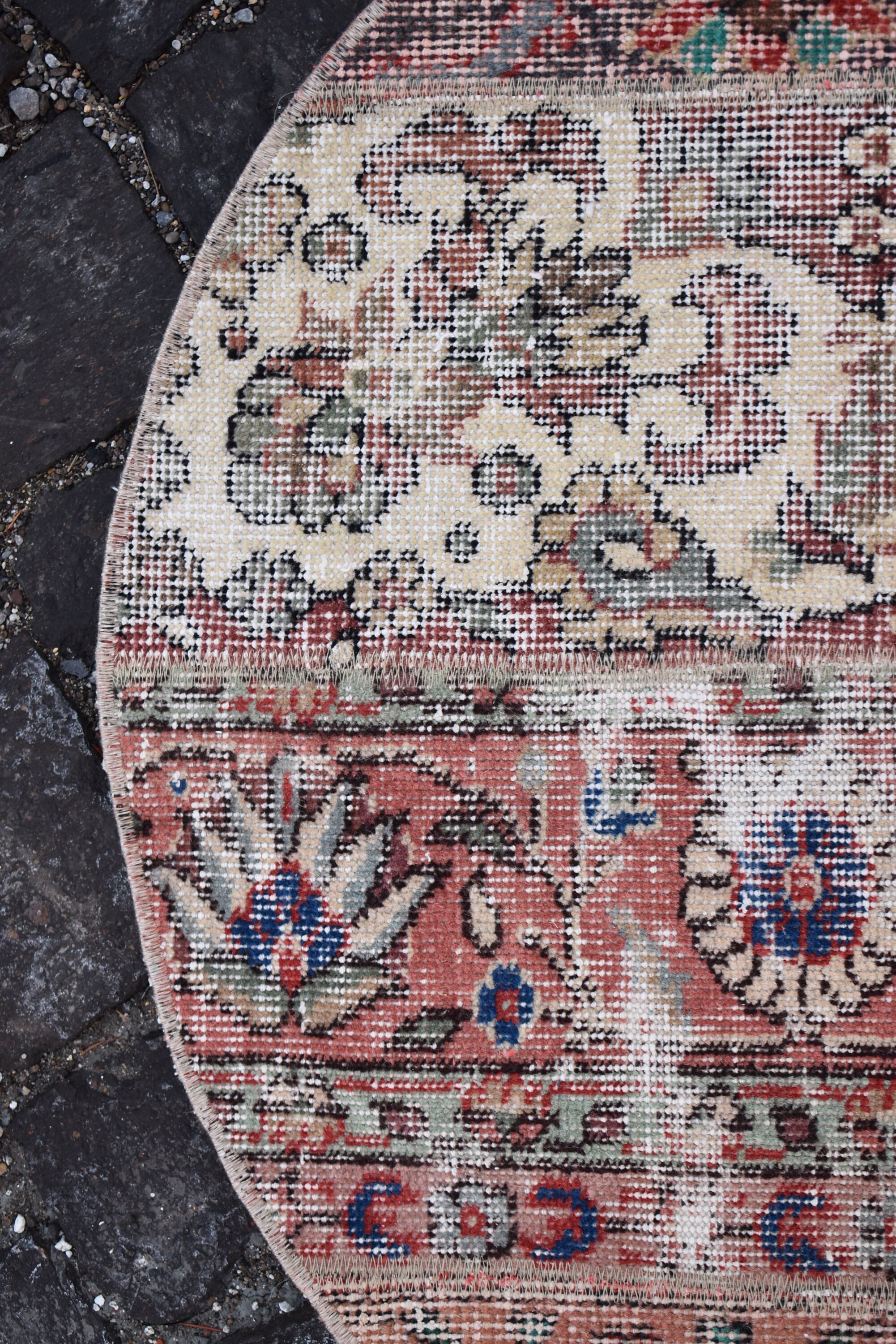 Round area rug Turkish rug Vintage rug Handmade rug | Etsy