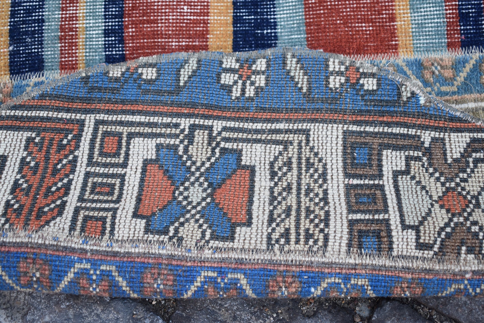 Turkish Blue Rug Vintage Rug Handmade Rug Circle Rug Small | Etsy