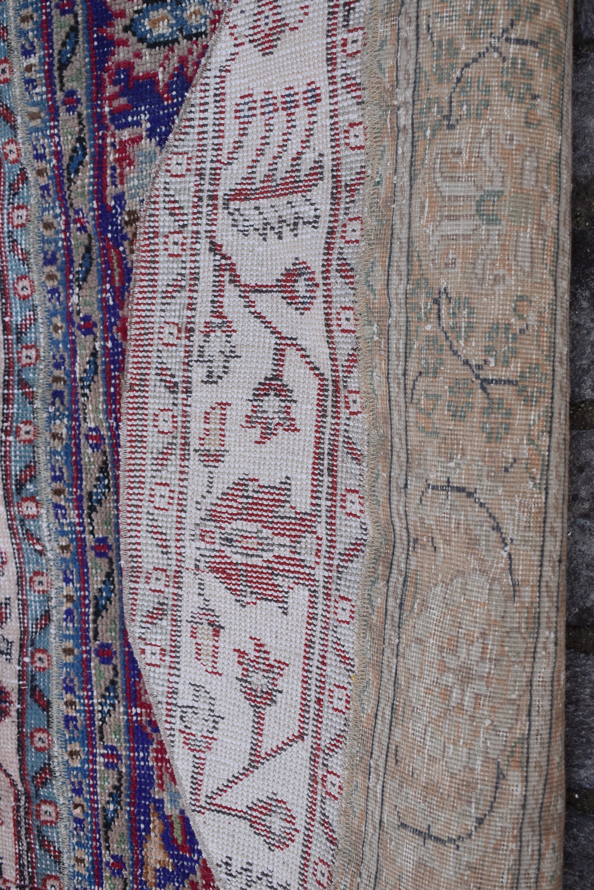 Blue and Brown Rug Turkish Circle Rug Vintage Handmade Rug - Etsy