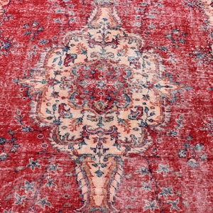 Turkish Red Area Rug, Handmade Wool Rug, Large Area Rug, Livingroom Rug ...