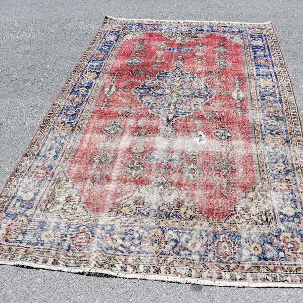 Red and Blue Turkish Rug - Etsy