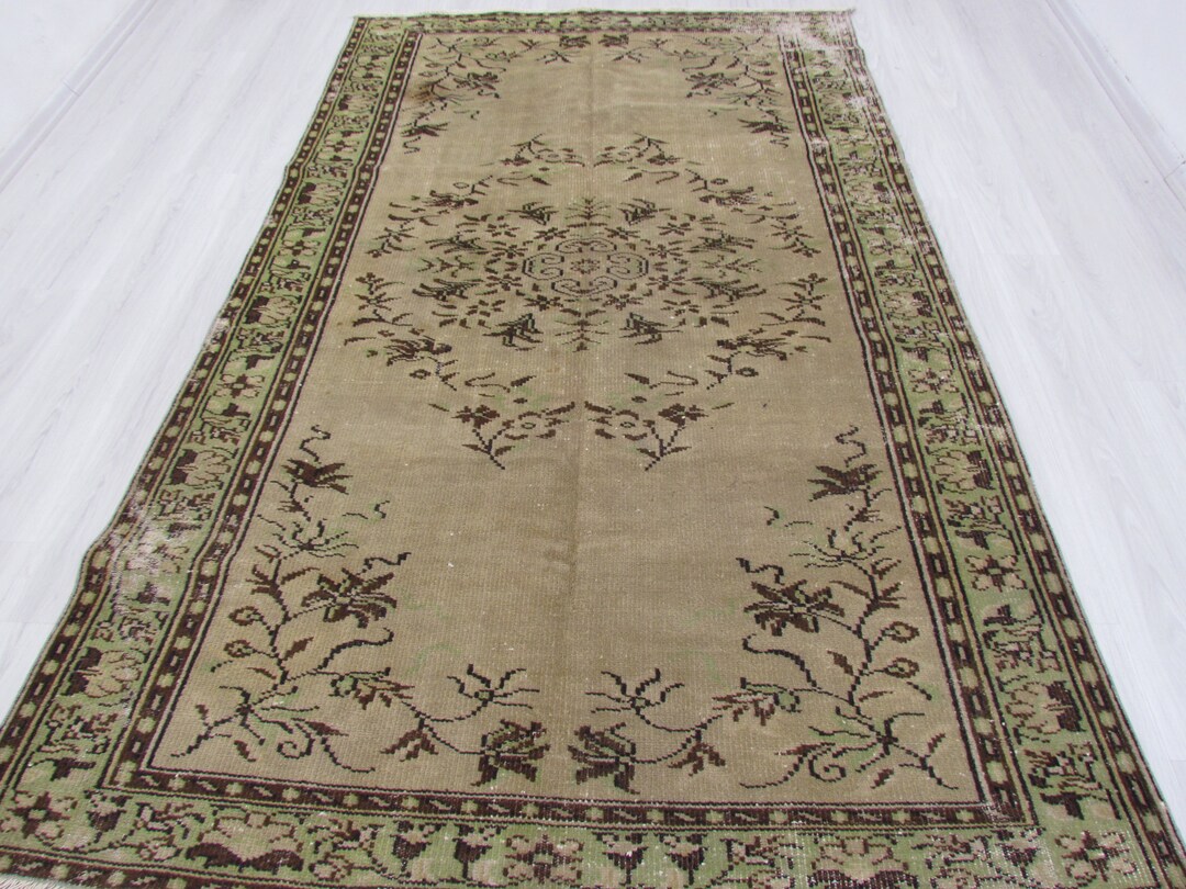Brown Area Rug Turkish Vintage Rug Handmade Floral Rug - Etsy
