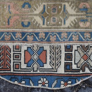 Turkish Blue Rug, Vintage Rug, Handmade Rug, Circle Rug, Small Rug ...